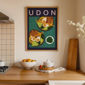 Udon Soup Poster, Food Art Print, Udon Noodles Art, Japanese Food ...