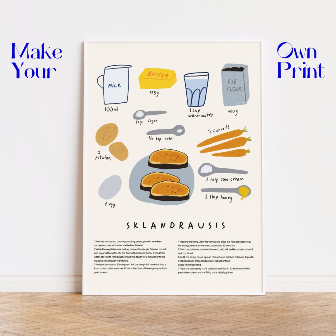 Personalized Recipe Poster, Recipe Food Print, Personalised Food Print ...