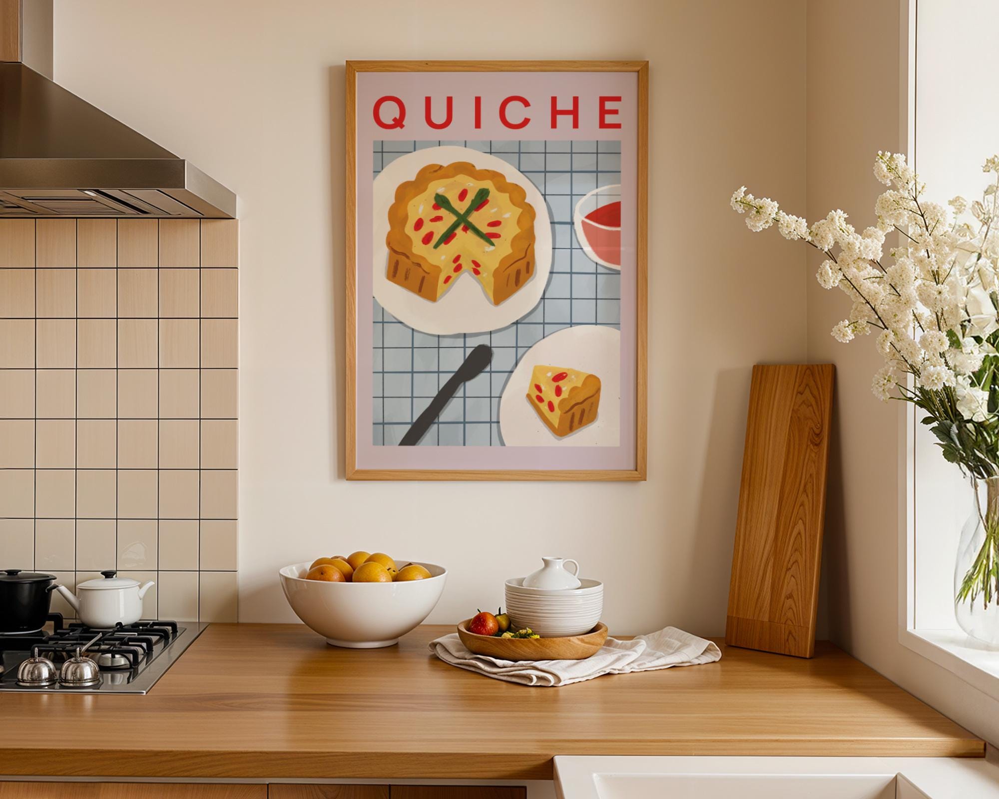 Quiche Art Print, Quiche Lorraine Art, Food Poster, Brunch Illustration ...