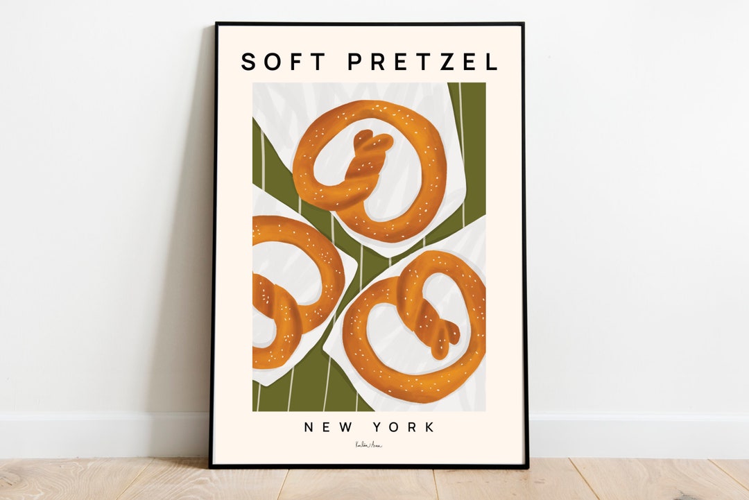 Soft Pretzel Poster, Food Art Print, Kitchen Poster, Food Wall Art, New ...