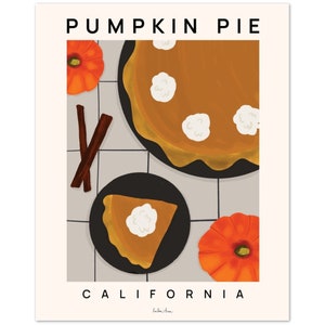 Pumpkin Pie Poster, Pumpkin Pie Art, Food Art, Thanksgiving Art Print ...