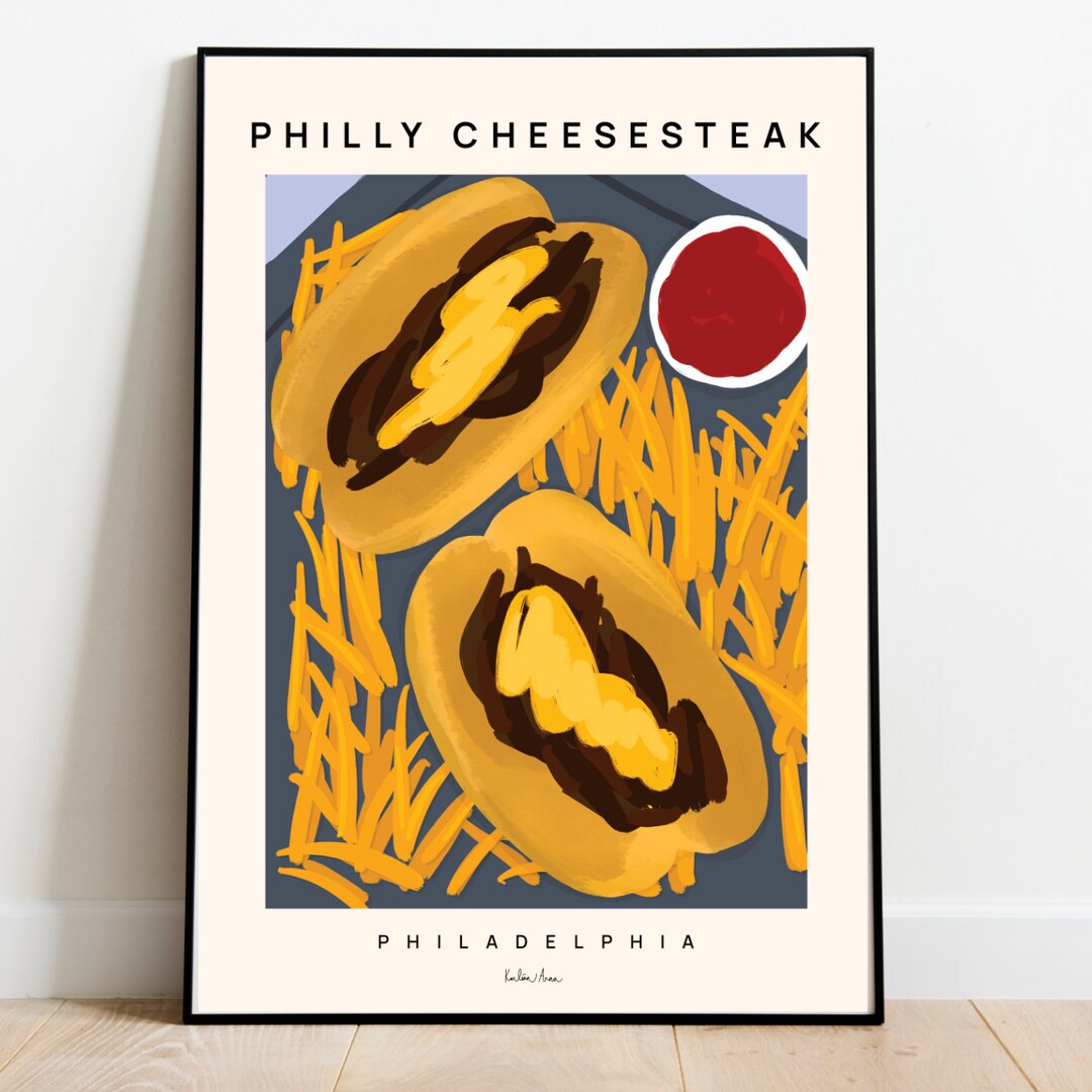 Philly Cheesesteak Poster, Philadelphia Cheese Steak Sandwich, Food Art ...