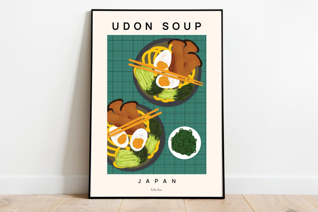 Udon Soup Poster, Food Art Print, Udon Noodles Art, Japanese Food ...