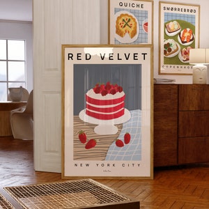 Red Velvet Cake Art Print, Cake Art Print, Red Velvet Poster, Food Art ...