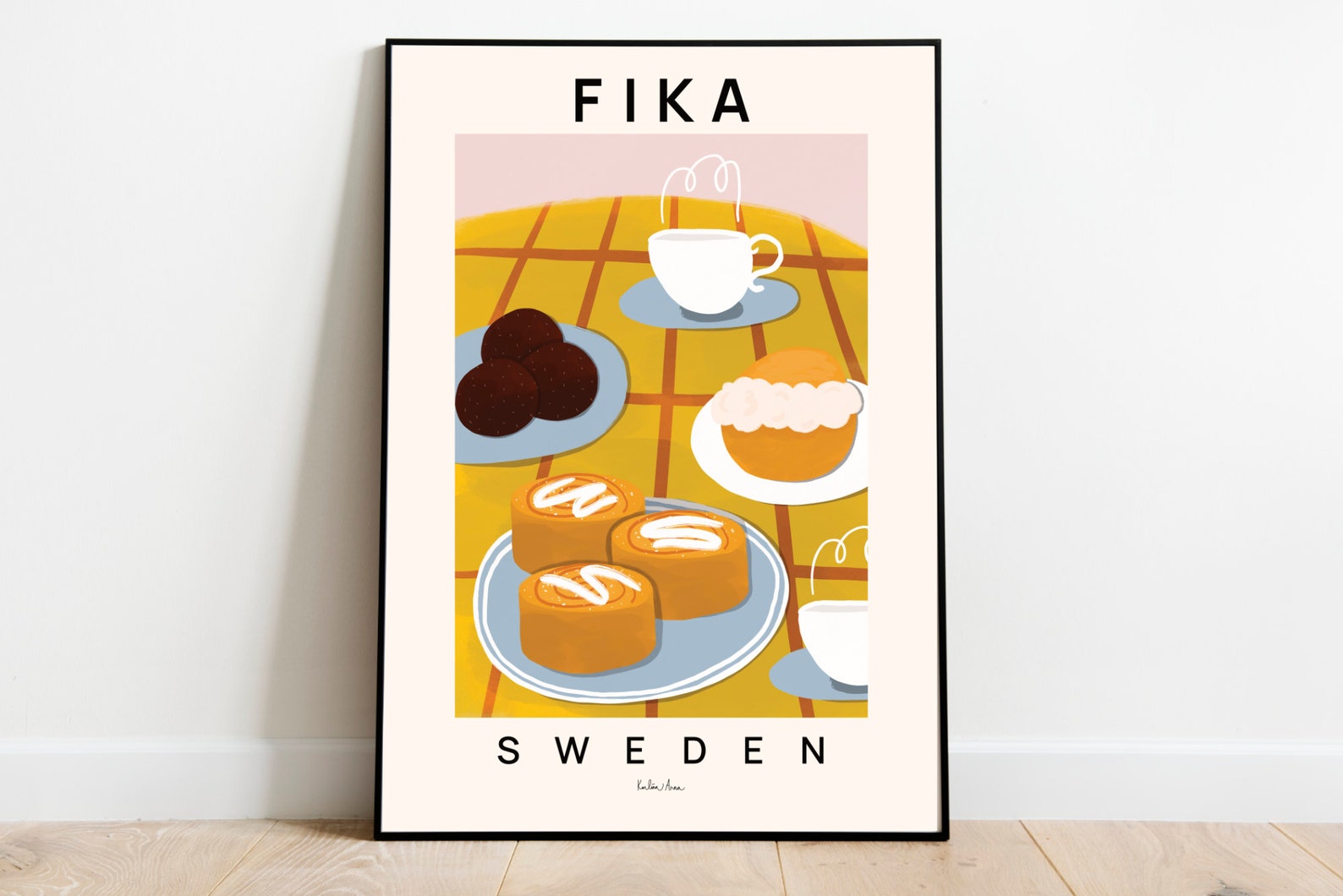 Fika Poster, Swedish Fika Art Print, Scandinavian Print, Chokladbollar ...