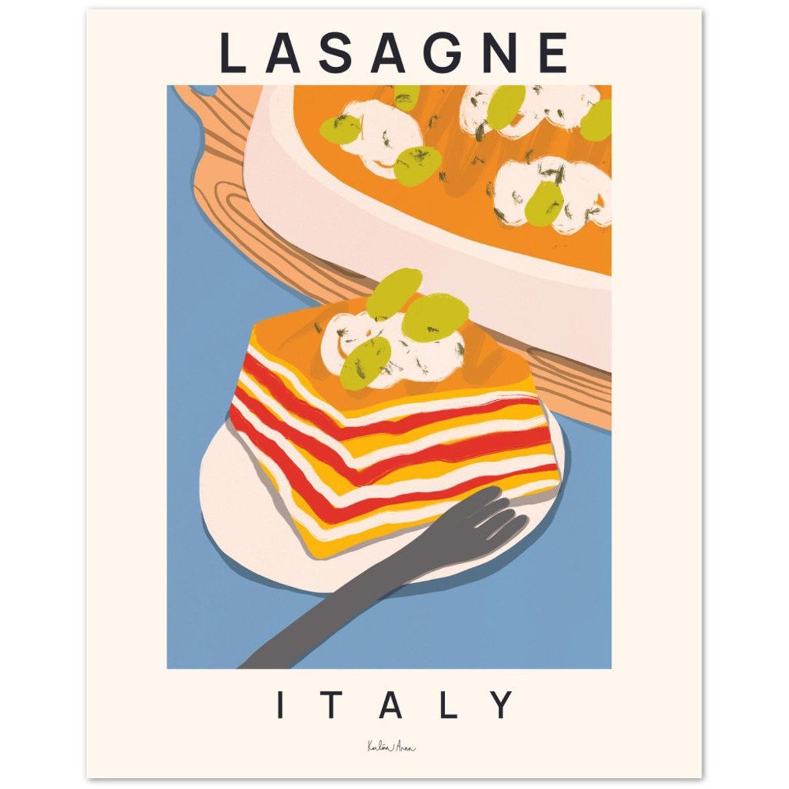 Lasagne Poster Food Print Italian Food Art Lasagne Pasta - Etsy