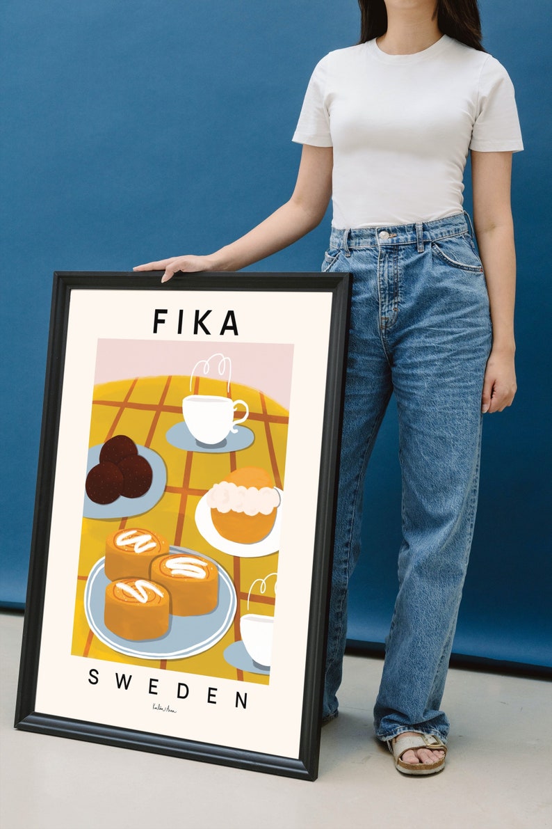 Fika Poster, Swedish Fika Art Print, Scandinavian Print, Chokladbollar ...