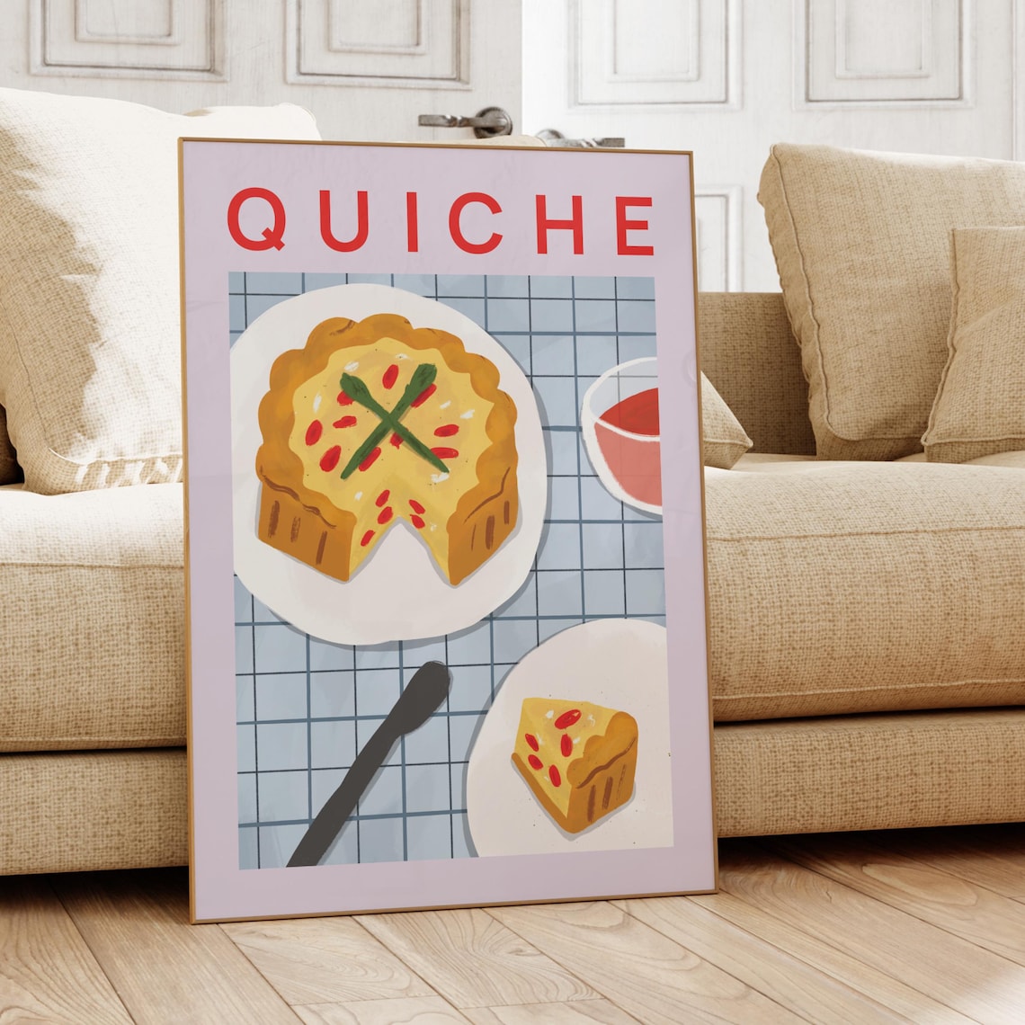 Quiche Art Print, Quiche Lorraine Art, Food Poster, Brunch Illustration ...