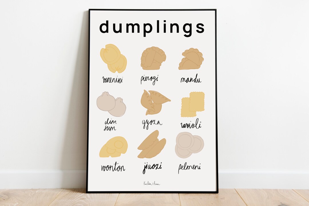 Dumplings Poster, Variety of Dumplings Art Print, Food Infographic ...