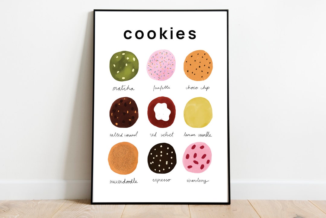 Cookies Poster, Food Art Print, American Food Print, Modern Kitchen Art ...