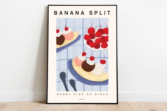 Banana Split Poster Food Art Print Ice Cream Artwork - Etsy