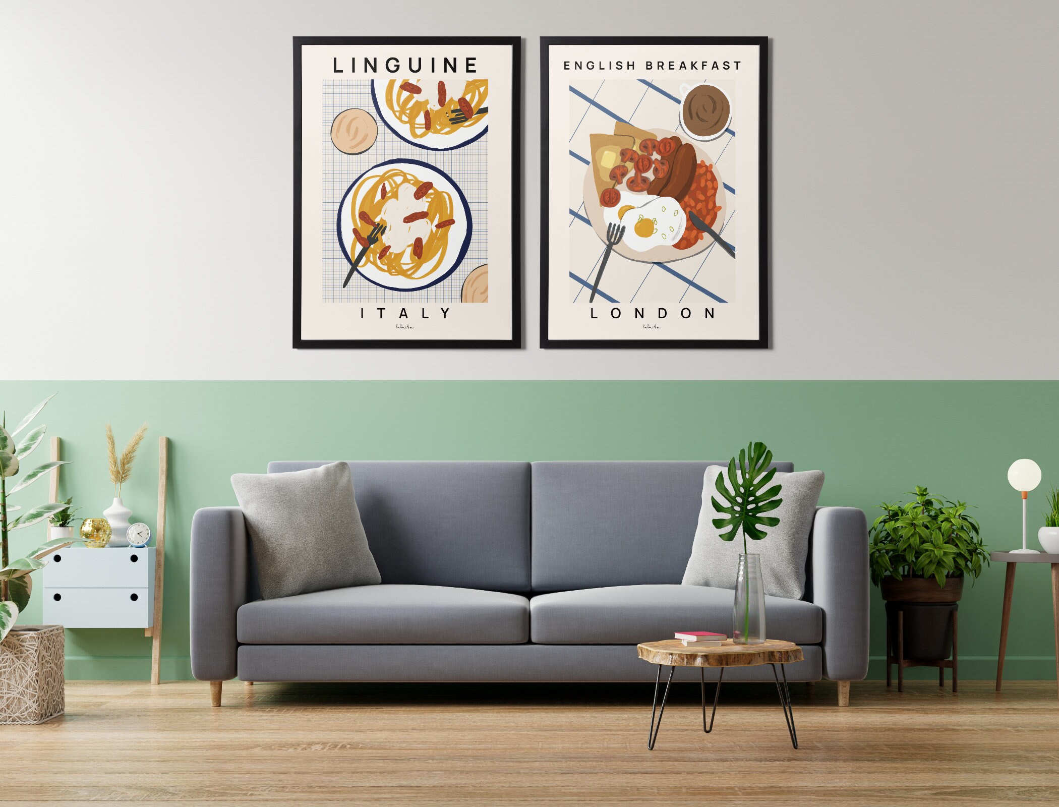 Linguine Print, Pasta Poster, Food Illustration, Kitchen Art, Modern ...