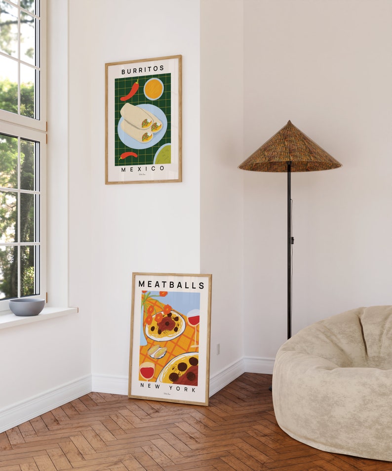 Pasta Art, Spaghetti and Meatball Poster, Meatballs Food Print ...
