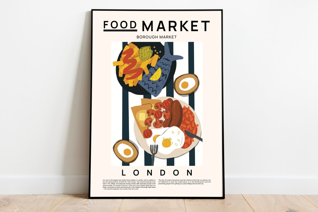 Food Market London Print, Fish N Chips, Scotch Egg, English Breakfast ...