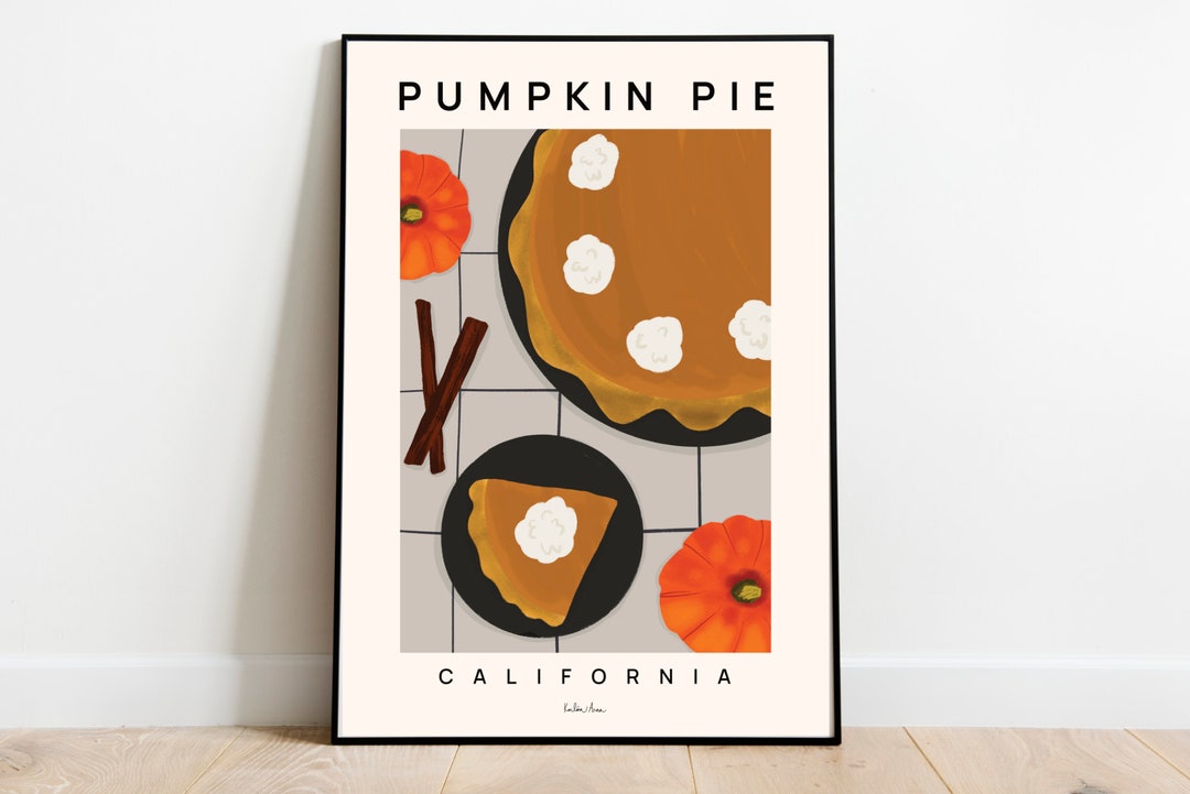 Pumpkin Pie Poster, Pumpkin Pie Art, Food Art, Thanksgiving Art Print ...