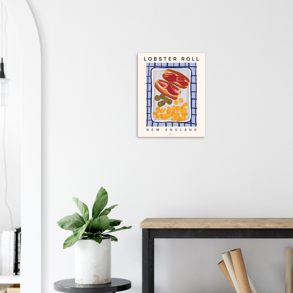 Lobster Roll Poster, Seafood Art Print, New England Food Art, Kitchen ...