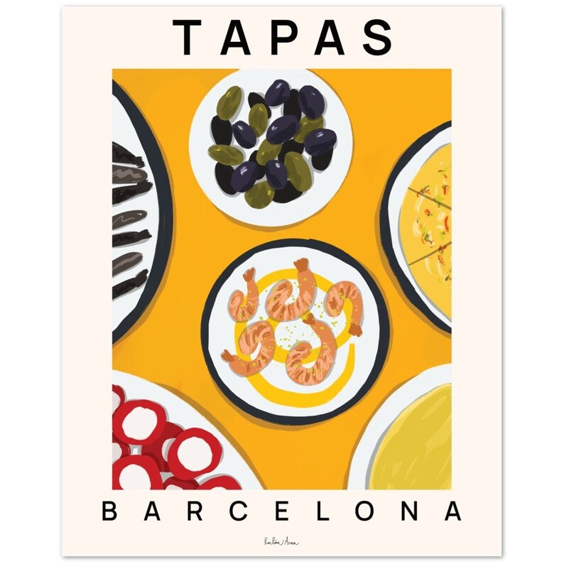 Tapas Poster Food Print Spanish Tapas Artwork Food - Etsy