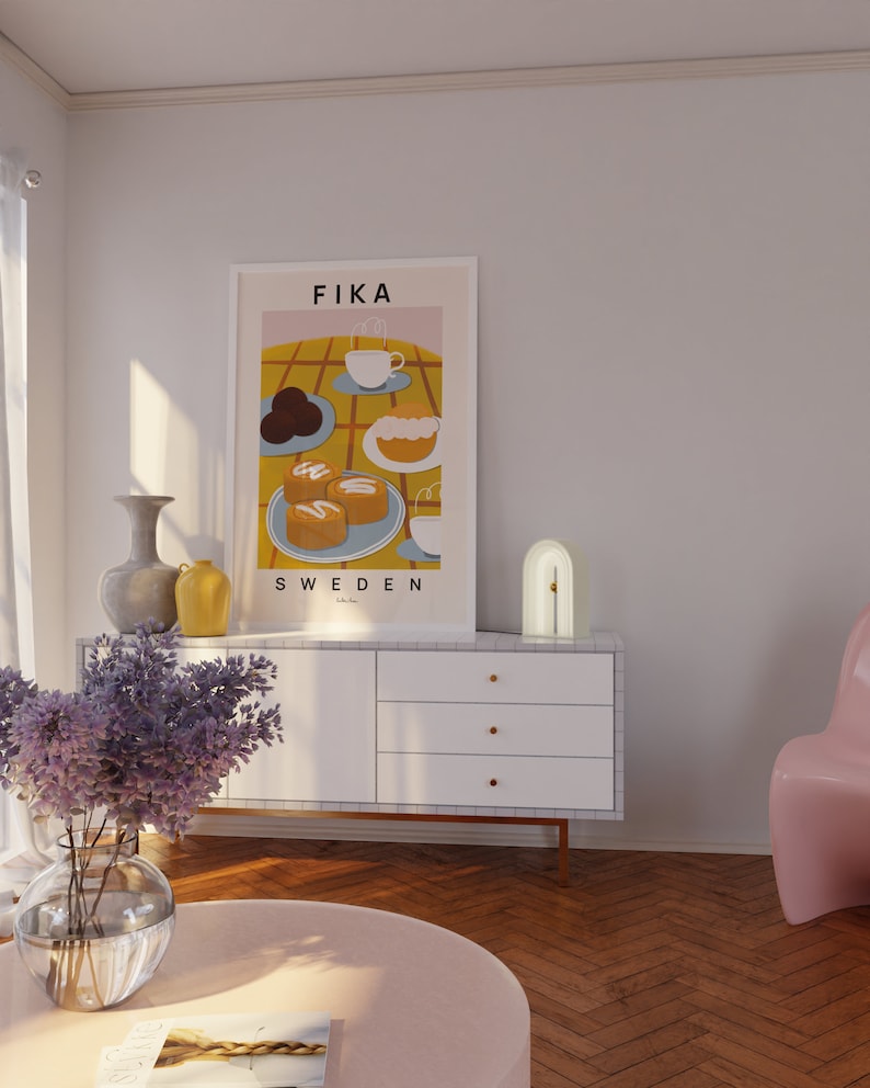Fika Poster, Swedish Fika Art Print, Scandinavian Print, Chokladbollar ...
