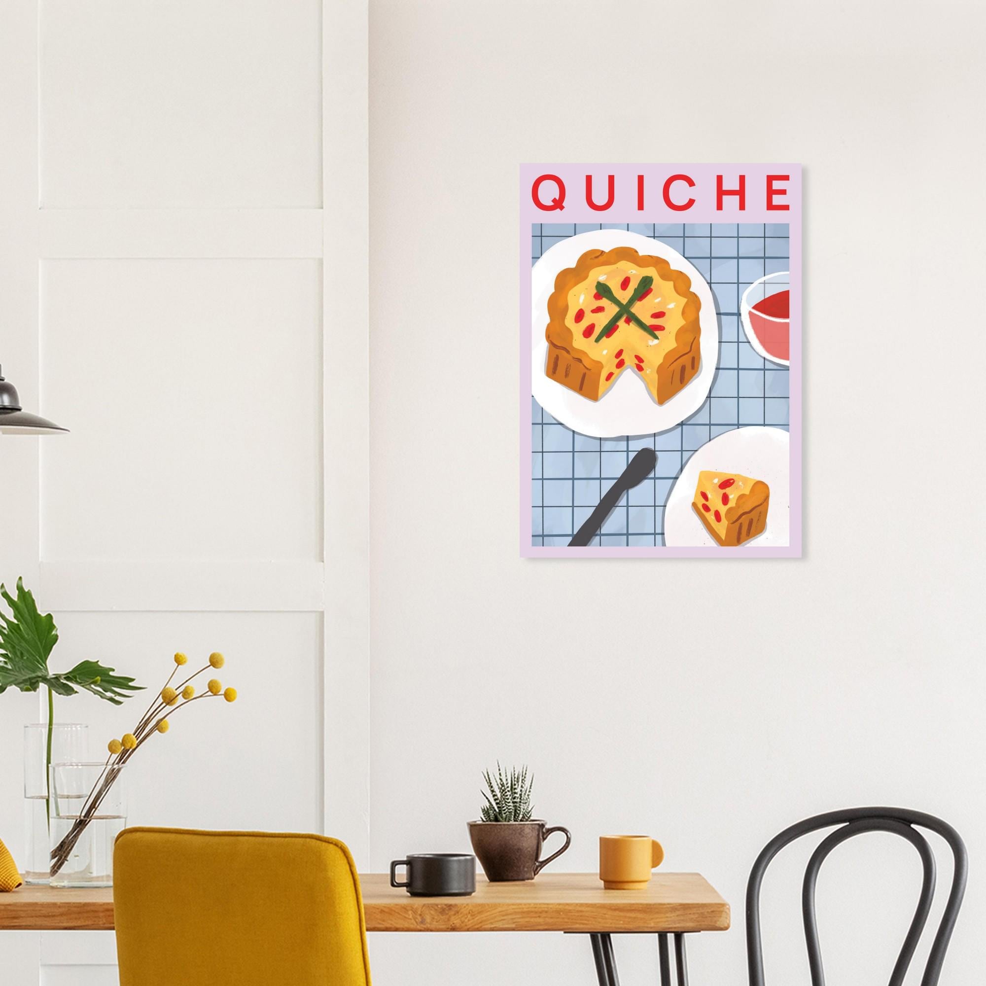 Quiche Art Print, Quiche Lorraine Art, Food Poster, Brunch Illustration ...