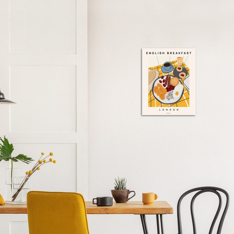 English Breakfast Poster, Breakfast Art Print, Eggs and Sausages ...