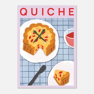 Quiche Art Print, Quiche Lorraine Art, Food Poster, Brunch Illustration ...