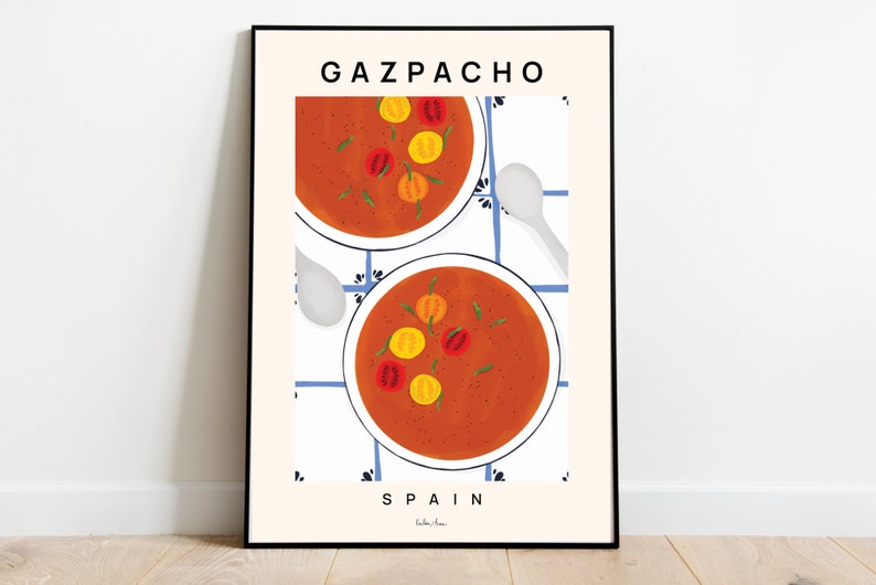 Gazpacho Poster, Food Art Print, Spanish Food Art, Spain Poster ...