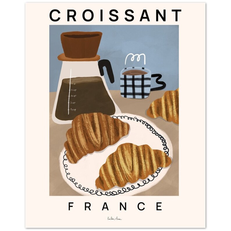 Croissant Poster Food Print French Croissant Poster Bakery | Etsy