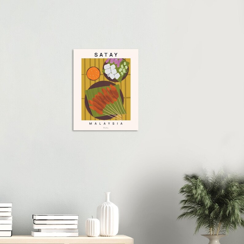 Satay Food Poster, Satay Art Print, Malaysia Food Poster, Kitchen Decor ...