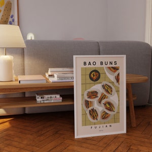 Bao Buns Poster, Asian Food Art Print, Steamed Buns Wall Art, Chinese ...