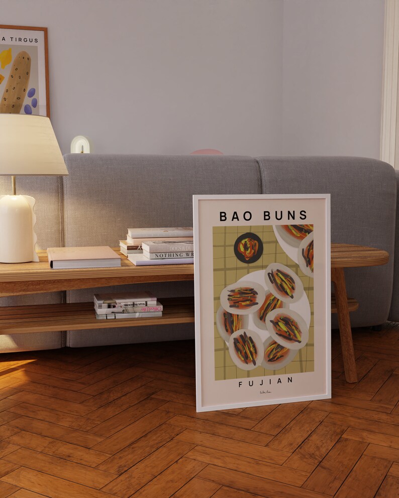 Bao Buns Poster, Asian Food Art Print, Steamed Buns Wall Art, Chinese ...