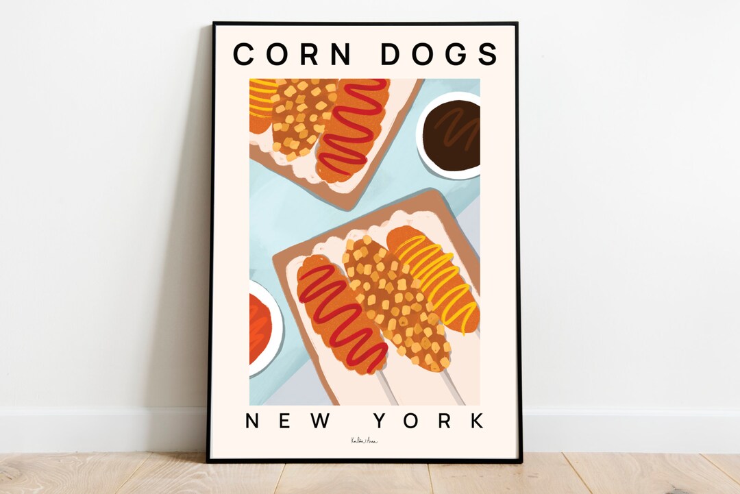 Corn Dogs Poster, American Food, Food Art Print, New York Corn Dogs ...