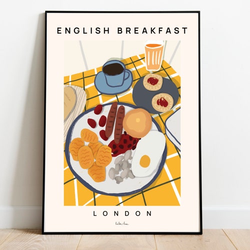 English Breakfast Print British Food Poster Kitchen Decor - Etsy