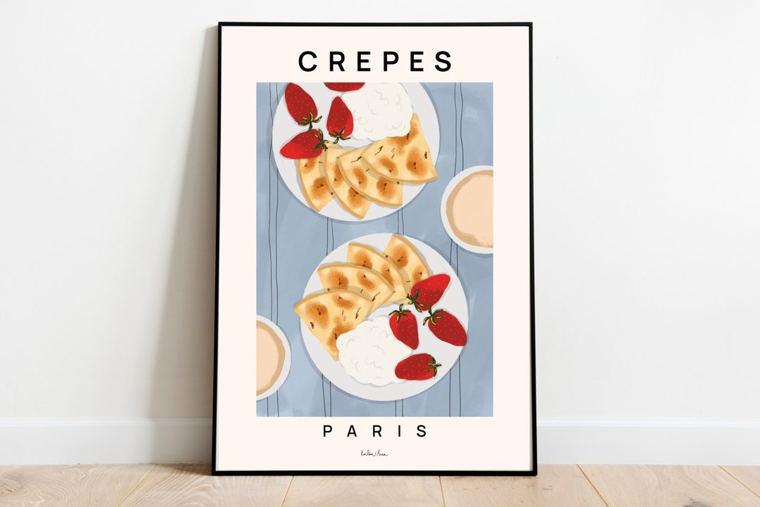 Crepes Art Print, Pancakes Poster, Food Art Print, French Food Poster ...