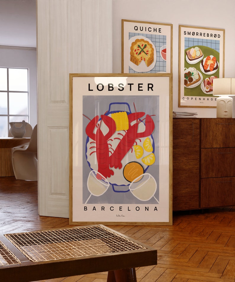 Lobster Poster Lobster Art Print Kitchen Poster Print - Etsy