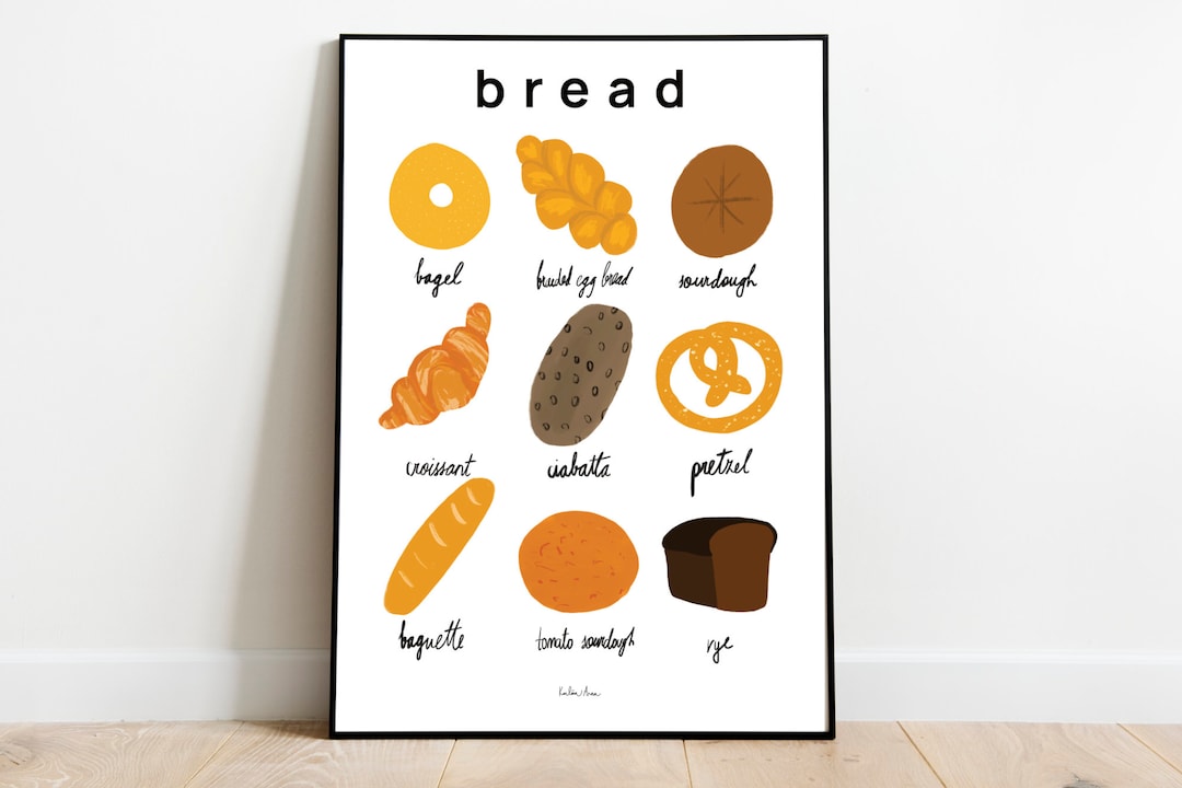 Bread Print, Bread Poster, Food Art Print, Bakery Poster, Food ...