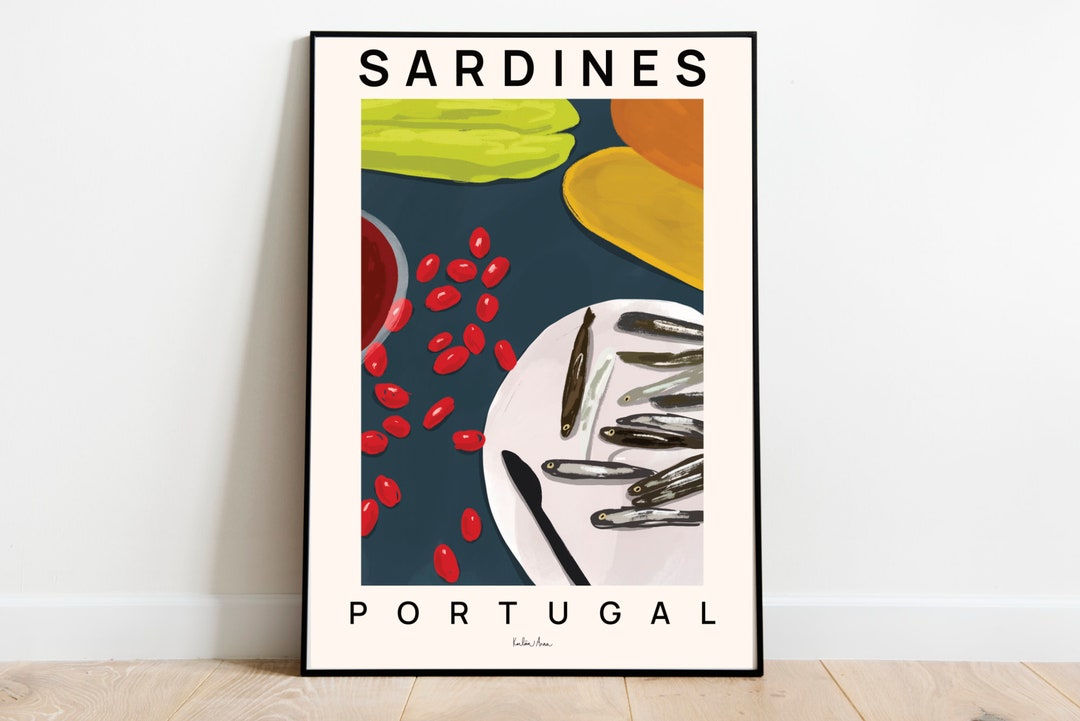 Sardines Art Print, Fish Poster, Restaurant Art, Modern Kitchen Decor ...