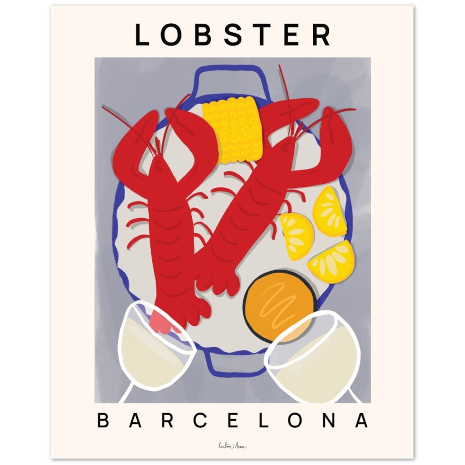 Lobster Art Print, Seafood Kitchen Poster, Barcelona Foodie Gift - Etsy