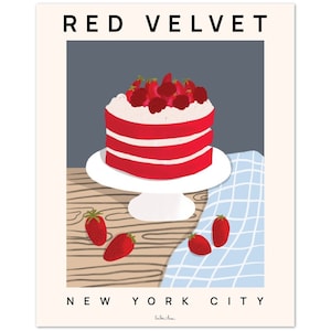 Red Velvet Cake Art Print, Cake Art Print, Red Velvet Poster, Food Art ...