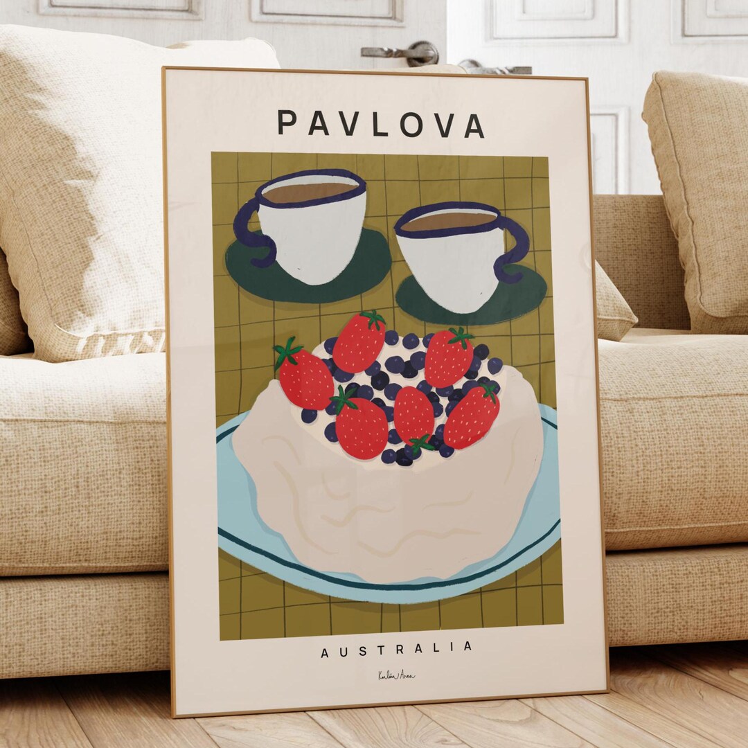 Pavlova Art Print, Food Art Poster, Australian Food, Food Illustration ...