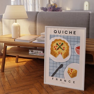 Quiche Art Print, Quiche Lorraine Art, Food Poster, Brunch Illustration ...
