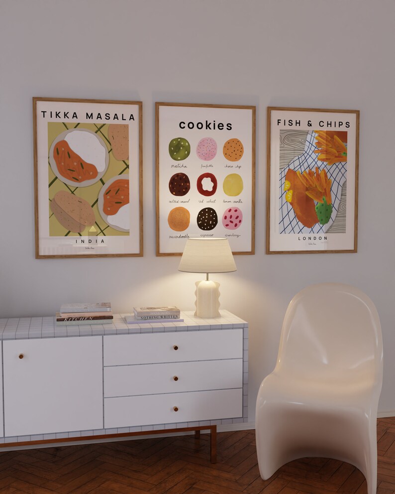 Fish and Chips Poster Kitchen Art Print Food Illustration - Etsy