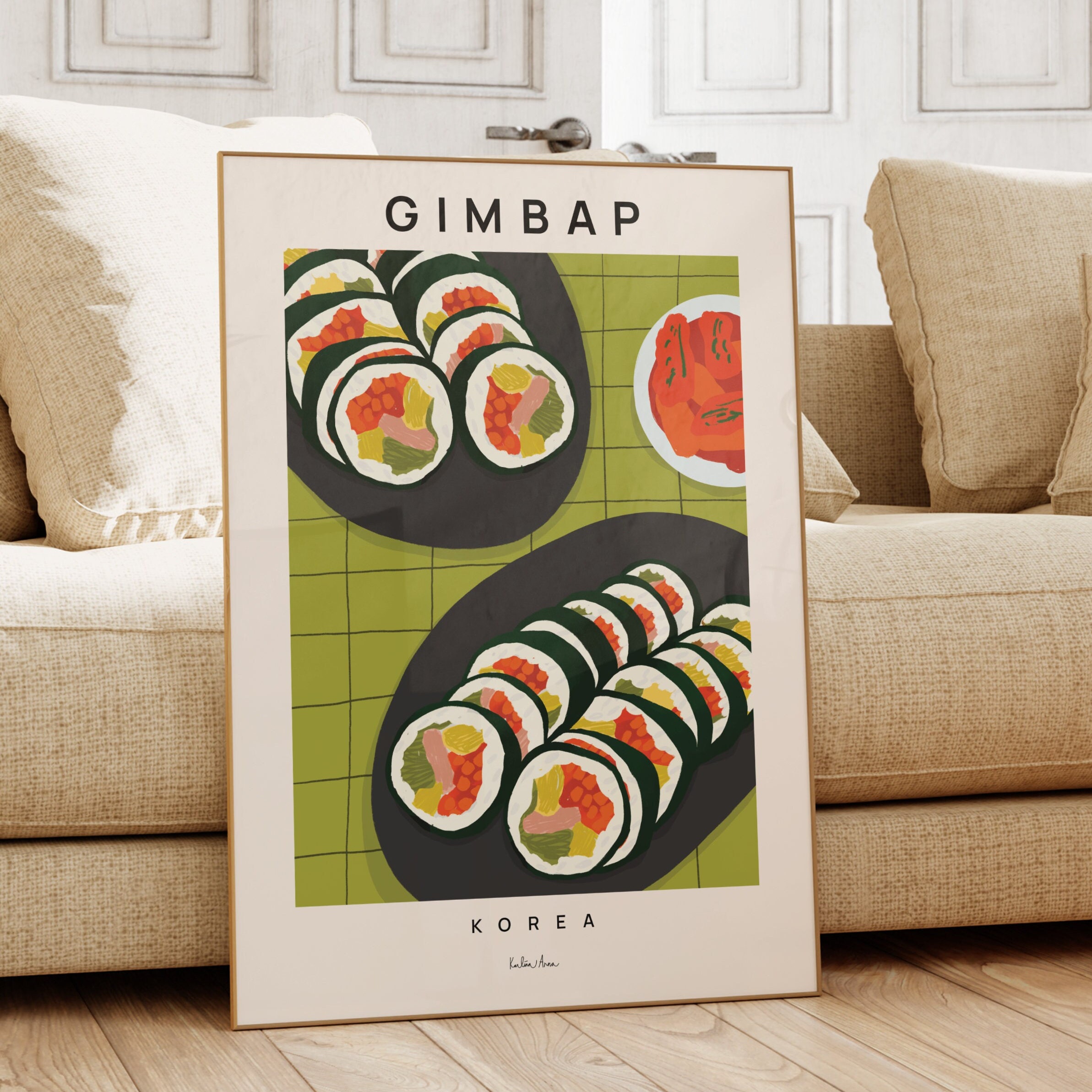Gimbap Art Poster, Food Art Poster, Korean Food Art, Gimbap ...
