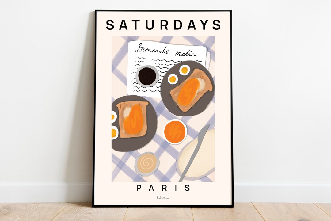 Breakfast Poster, Breakfast Nook Art Print, Paris Food Poster, French ...