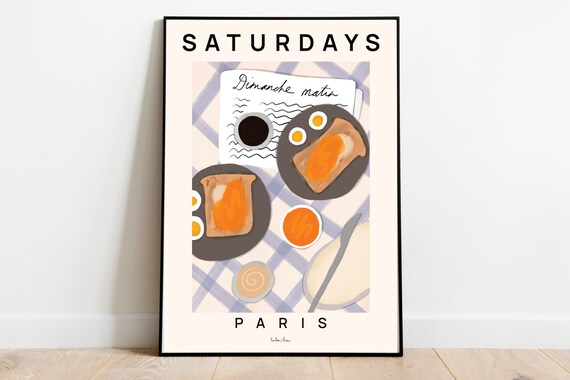 Breakfast Poster Breakfast Nook Art Print Paris Food Poster | Etsy