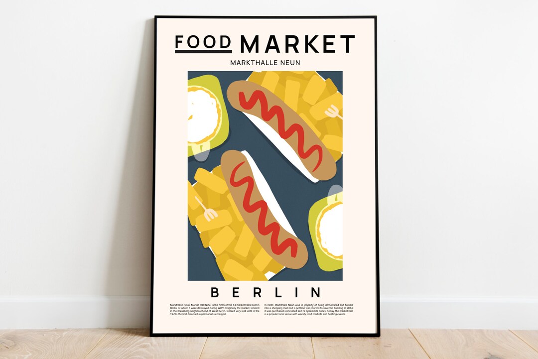 Food Market Berlin Print, Currywurst Fries Poster, Berlin Art Print ...