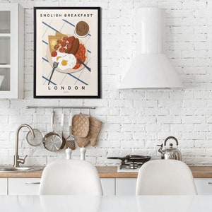English Breakfast Print, British Food Poster, Kitchen Decor, Food Art ...