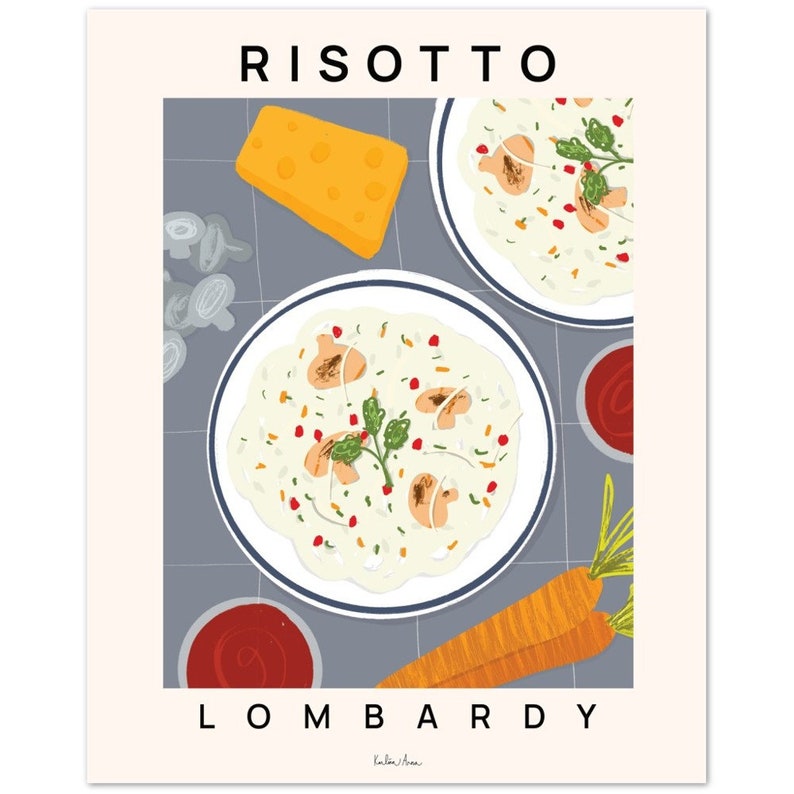 Risotto Poster, Food Art Print, Rice Poster, Risotto Print, Italian ...