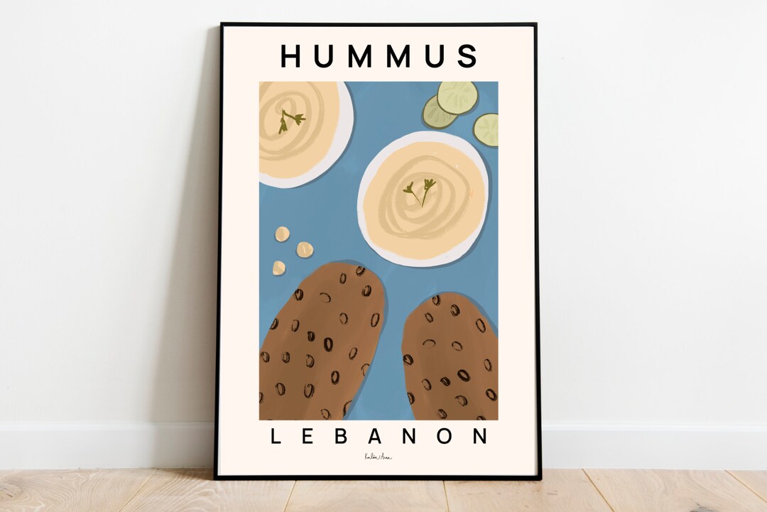 Hummus Poster, Food Print, Houmous Art Print, Lebanese Food ...