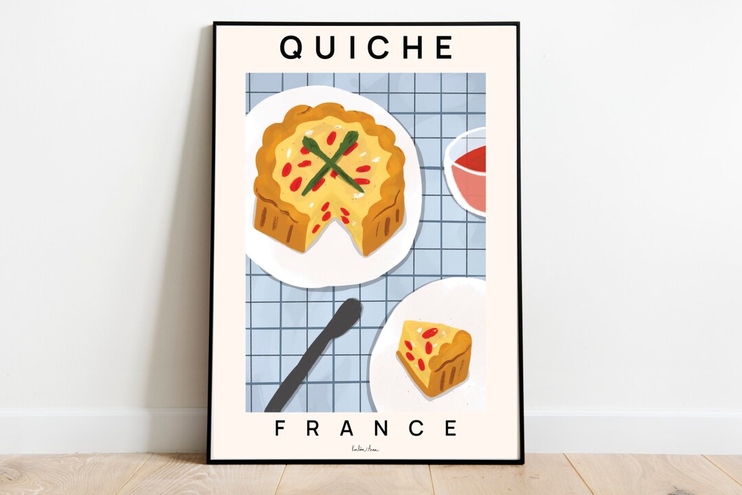 Quiche Art Print, Quiche Lorraine Art, Food Poster, Brunch Illustration ...