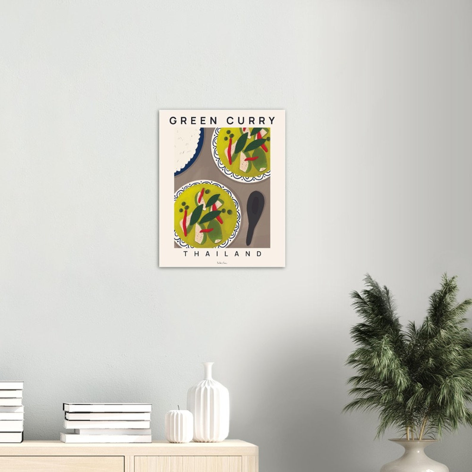 Green Curry Thailand Art Print, Food Poster, Kitchen Wall Art, Asian ...